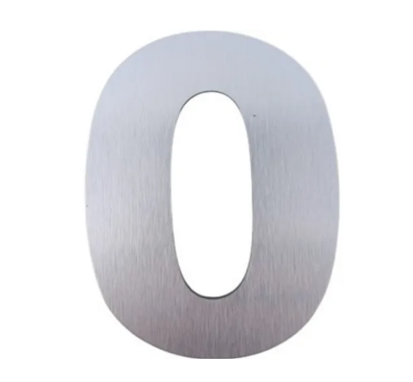 Número Residencial Numeral N.°0 12,5cm Aço Escovado