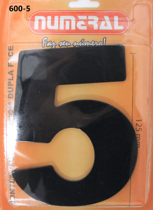 Número Residencial Numeral N.°5 12,5cm Preto